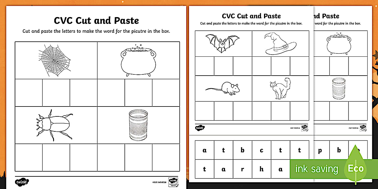 Halloween cut and paste worksheets | Halloween Resource