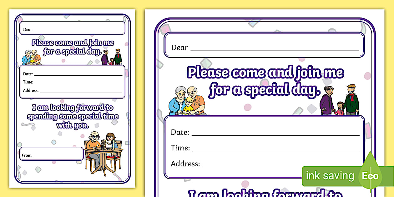 Grandparents Day or Special People Invitation - Twinkl