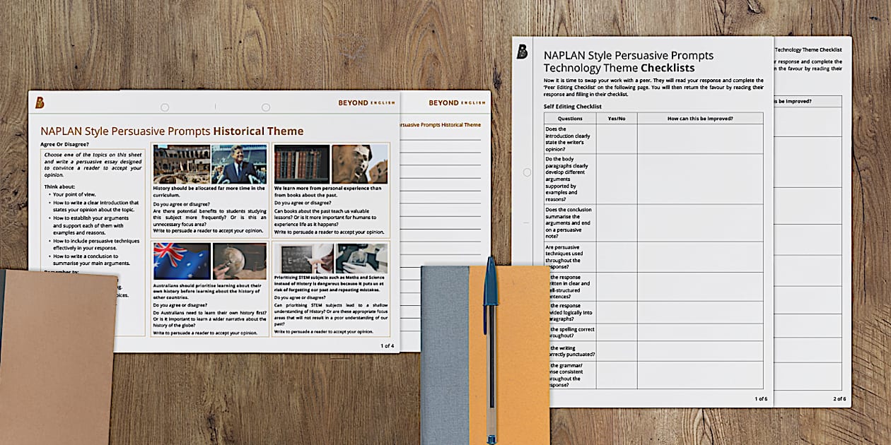 NAPLAN Style Persuasive Prompts Historical Theme - Twinkl