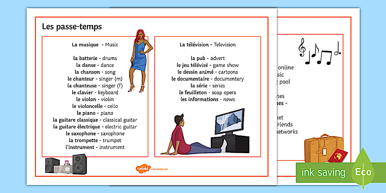 Hobbies Word Mat French - Twinkl