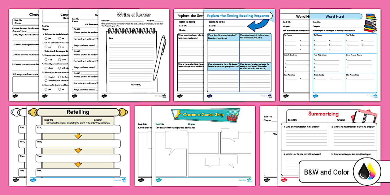Second Grade Reading Response Activities for Any Chapter Book