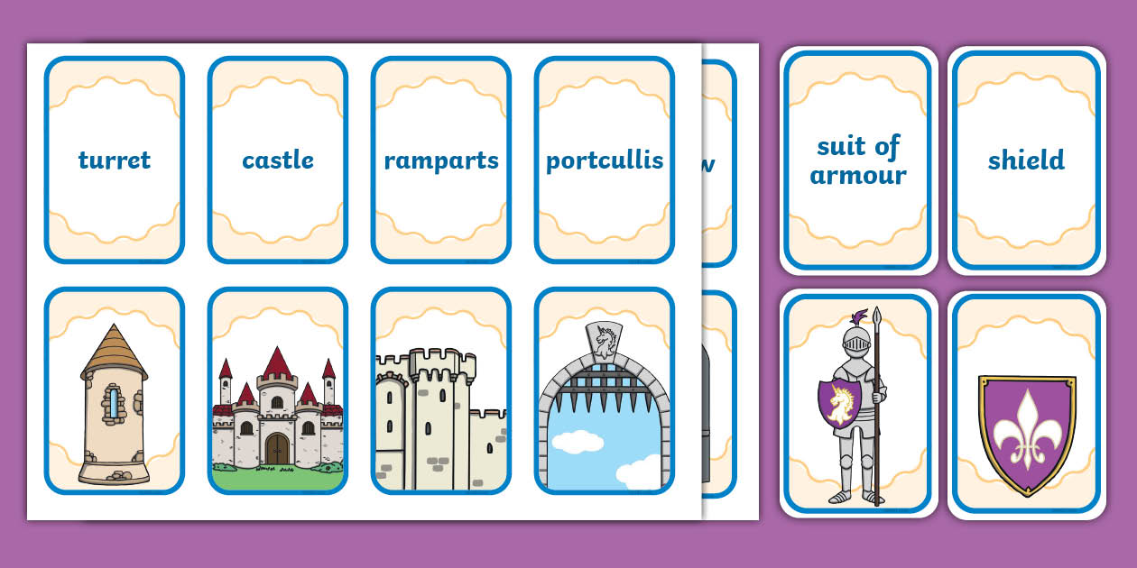 Castles and Knights Matching Flashcards - Twinkl