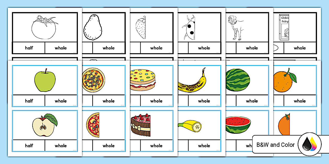 Half or Whole Clip Cards (teacher made) - Twinkl