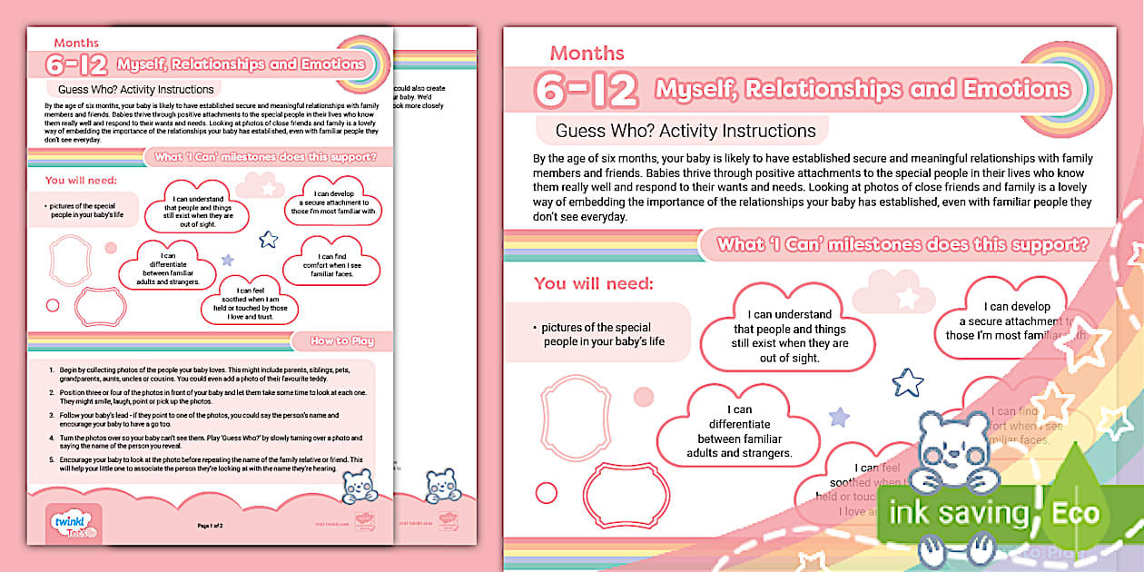 FREE! - 6-12 Months Myself Relationships Emotions Guess Who?