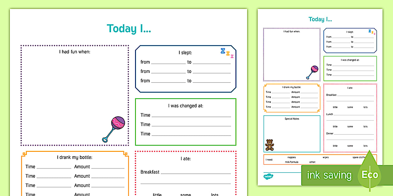 Editable Today I... Daily Diary for Baby Record - Twinkl
