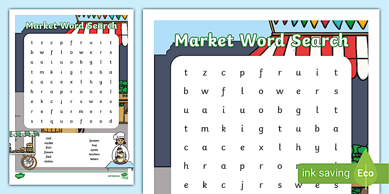 Market Word Search (teacher made) - Twinkl