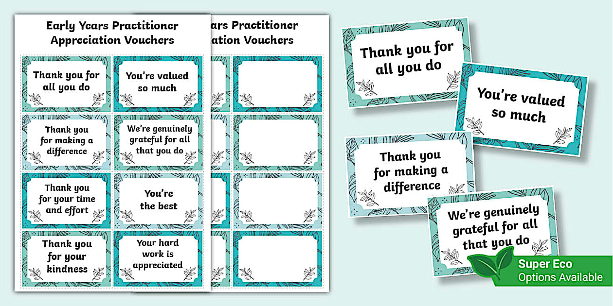 Editable Early Years Practitioner Appreciation Vouchers