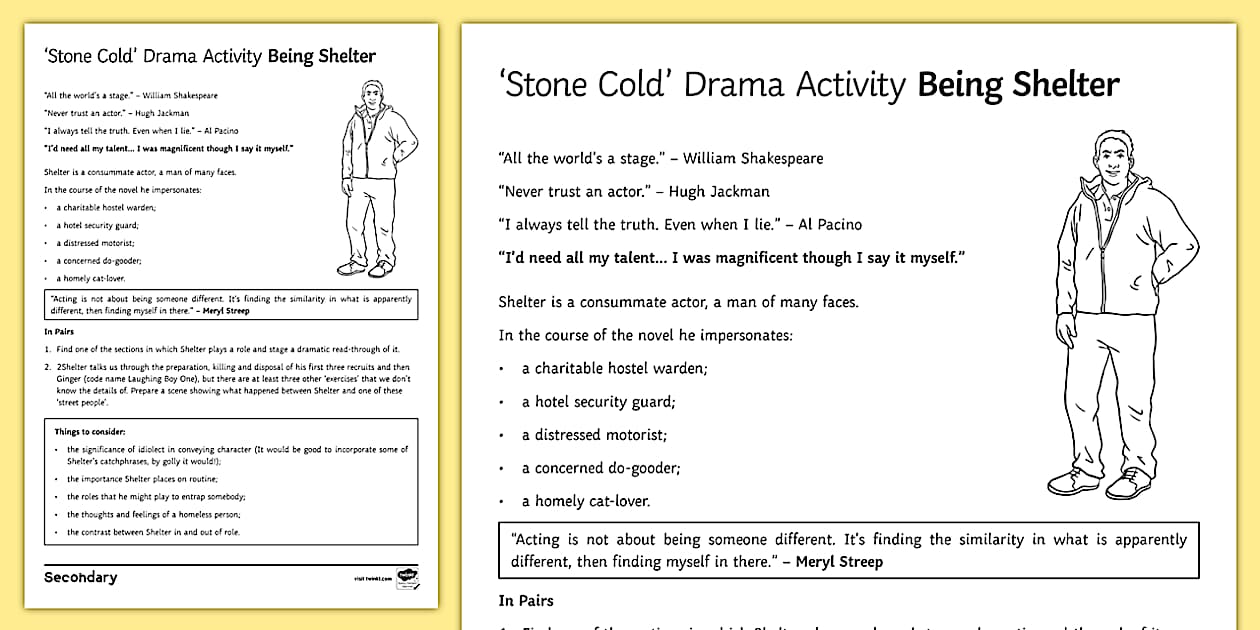 Being Shelter Drama Worksheet | KS3 English | Beyond