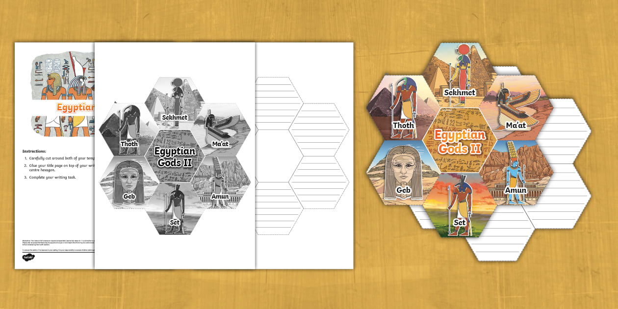 Egyptian Gods II Hexagon Writing Template