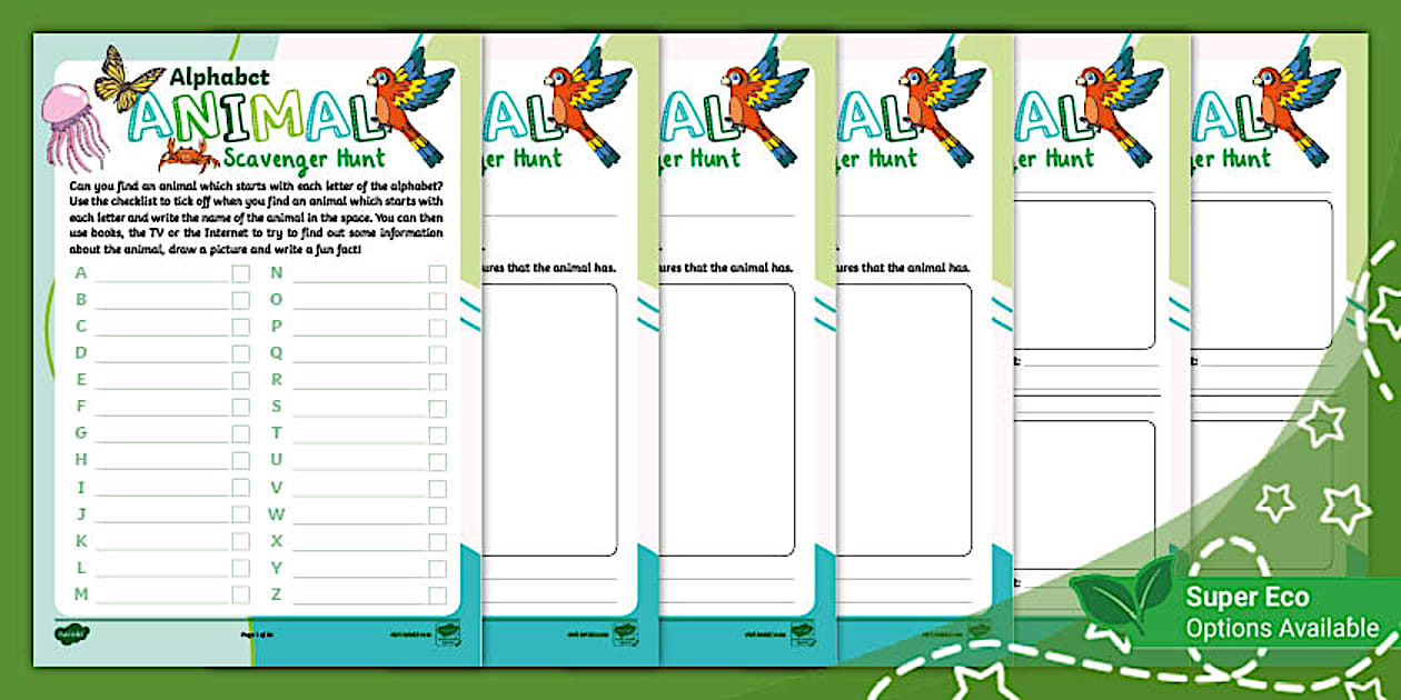 Animal Alphabet Scavenger Hunt Ages 5-7 | Download & Print