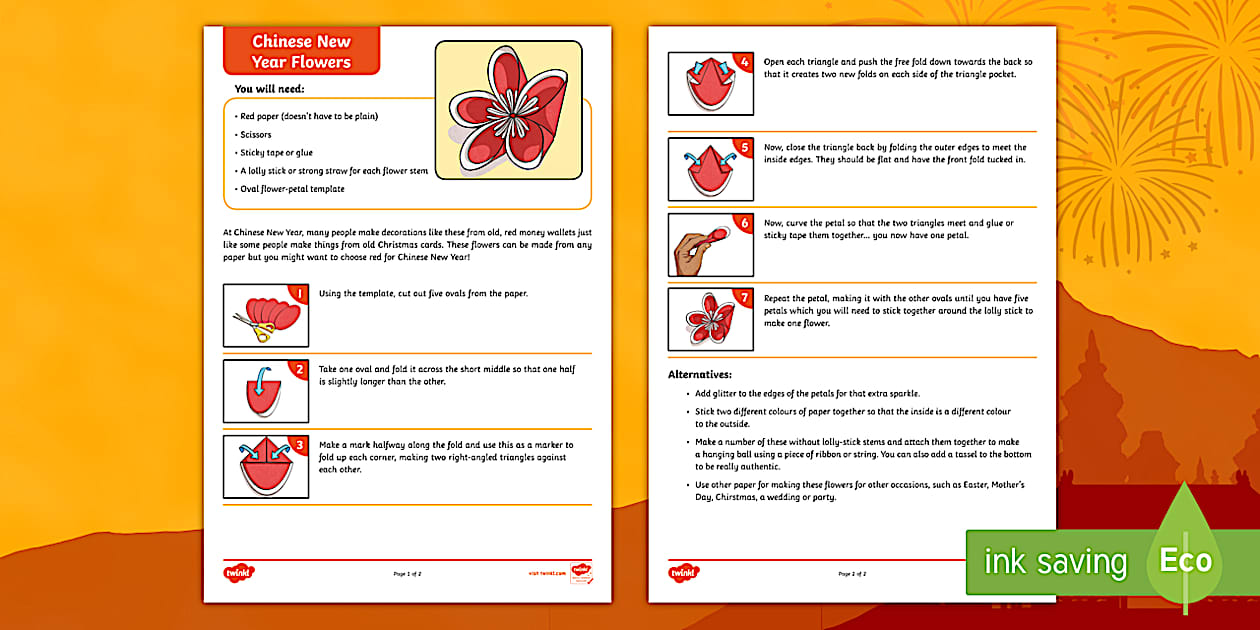 KS2 Chinese New Year Paper Flower Craft Instructions