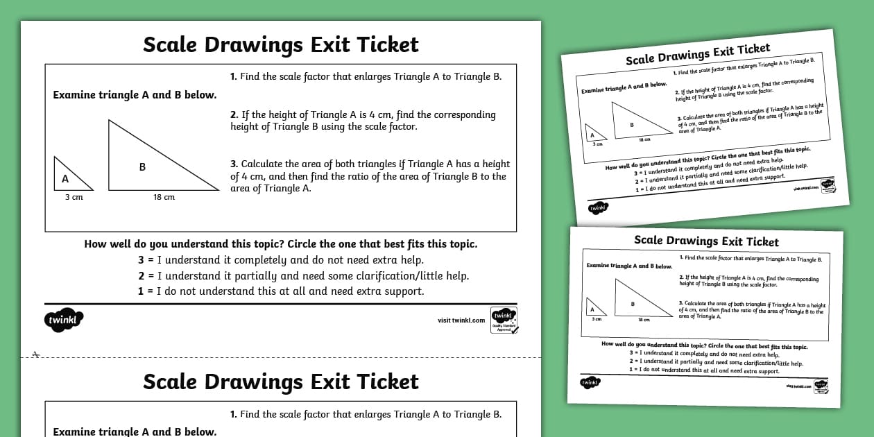 Seventh Grade Scale Drawing Exit Ticket (teacher made)