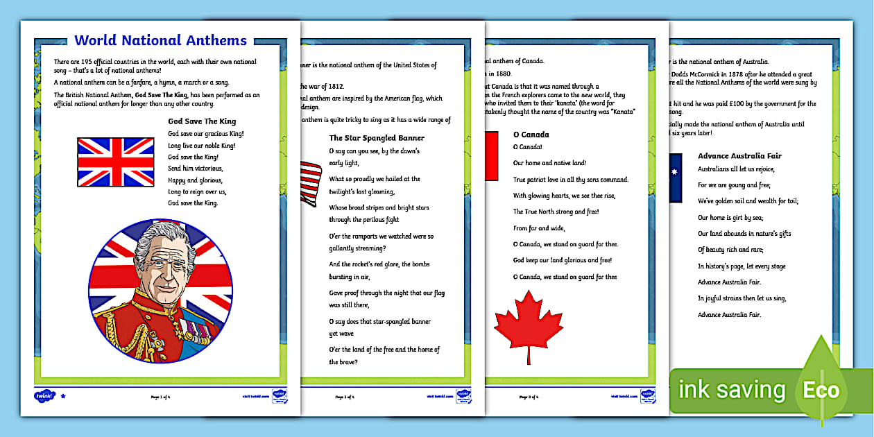 National Anthems Differentiated Reading Comprehension