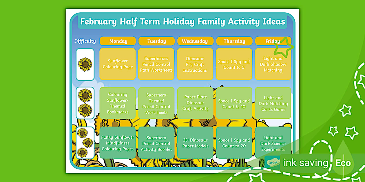February Half Term Holiday Family Activity Ideas - Twinkl