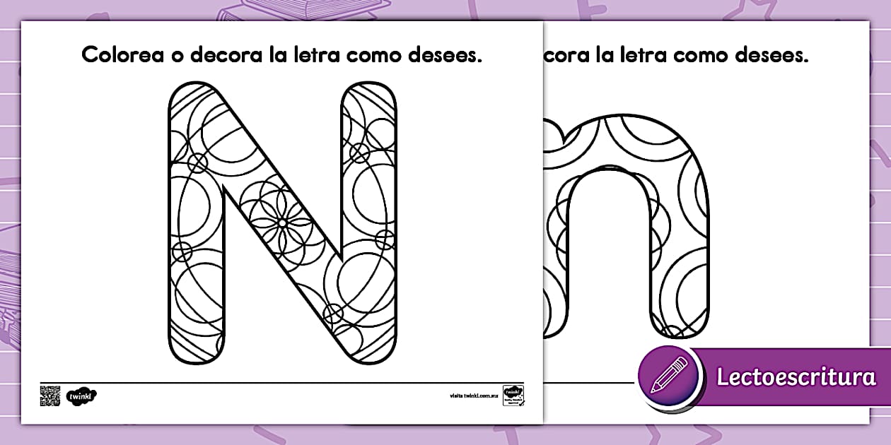 Hoja para colorear: La letra N - Twinkl