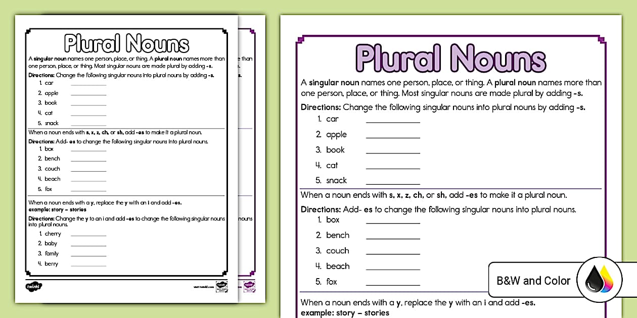 Second Grade Plural Nouns Worksheet (teacher made) - Twinkl