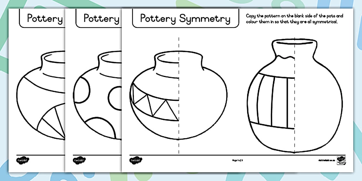 Symmetry Pottery Activity - Grade 1 Drawing Worksheets
