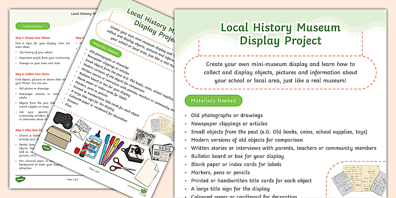 Local History Museum Display Project Guide (Teacher-Made)