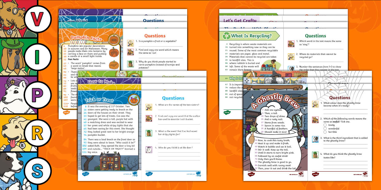 KS1 60-Second Reads October Monthly Comprehension Pack