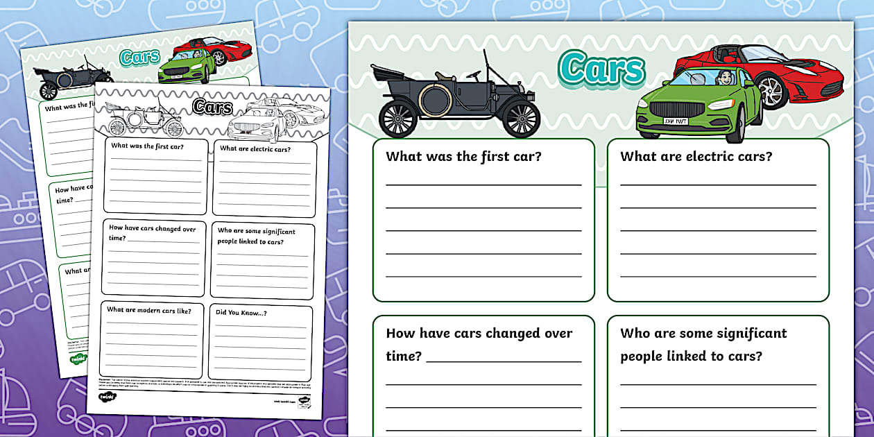 Cars Fact File Template (teacher made) - Twinkl