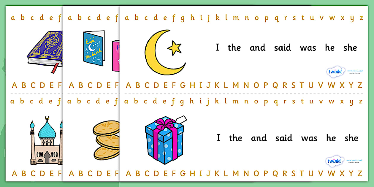 Cursive Eid Alphabet Strips (professor feito) - Twinkl