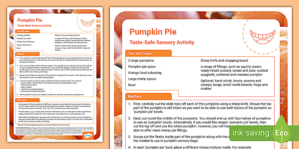 Pumpkin Pie Taste-Safe Sensory Activity | Twinkl - Twinkl