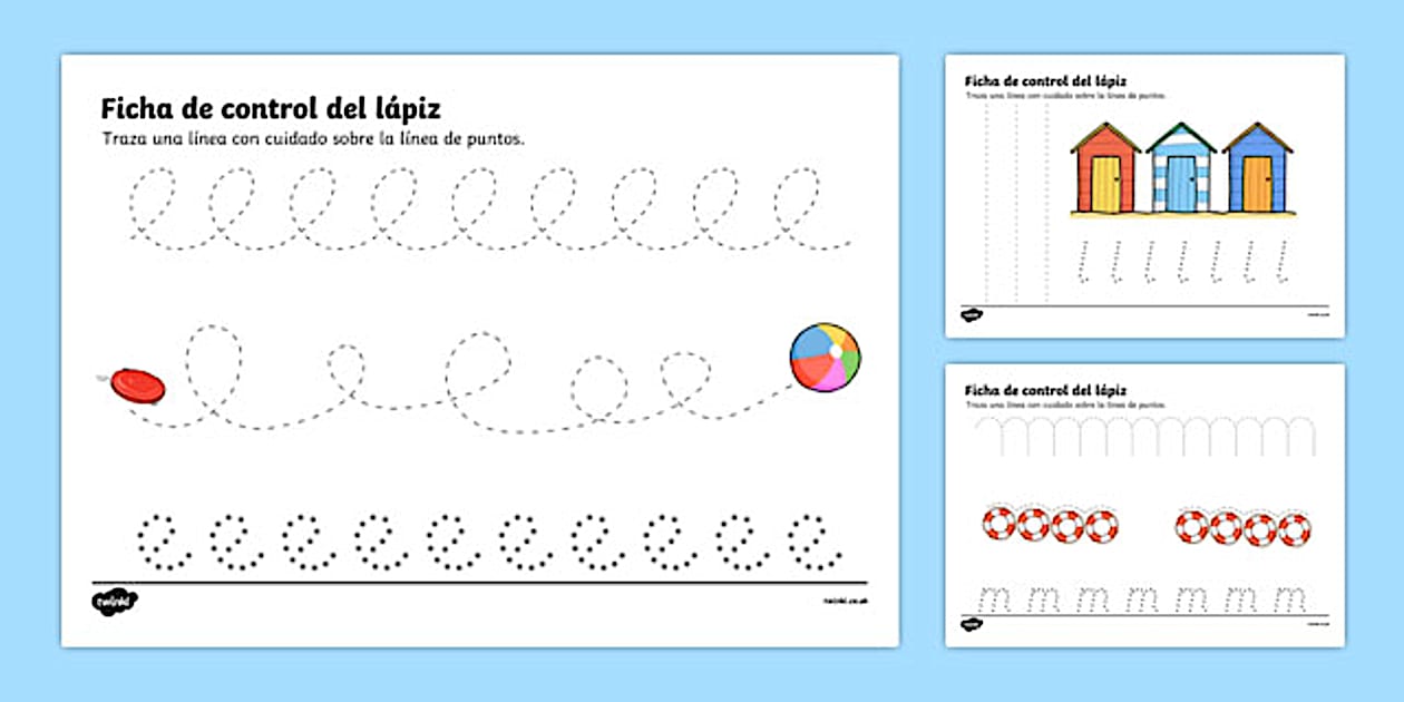 Ficha de control del lápiz Summer Pencil Control Worksheet / Worksheets