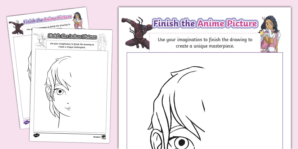 Anime Finish the Picture Worksheet (teacher made) - Twinkl