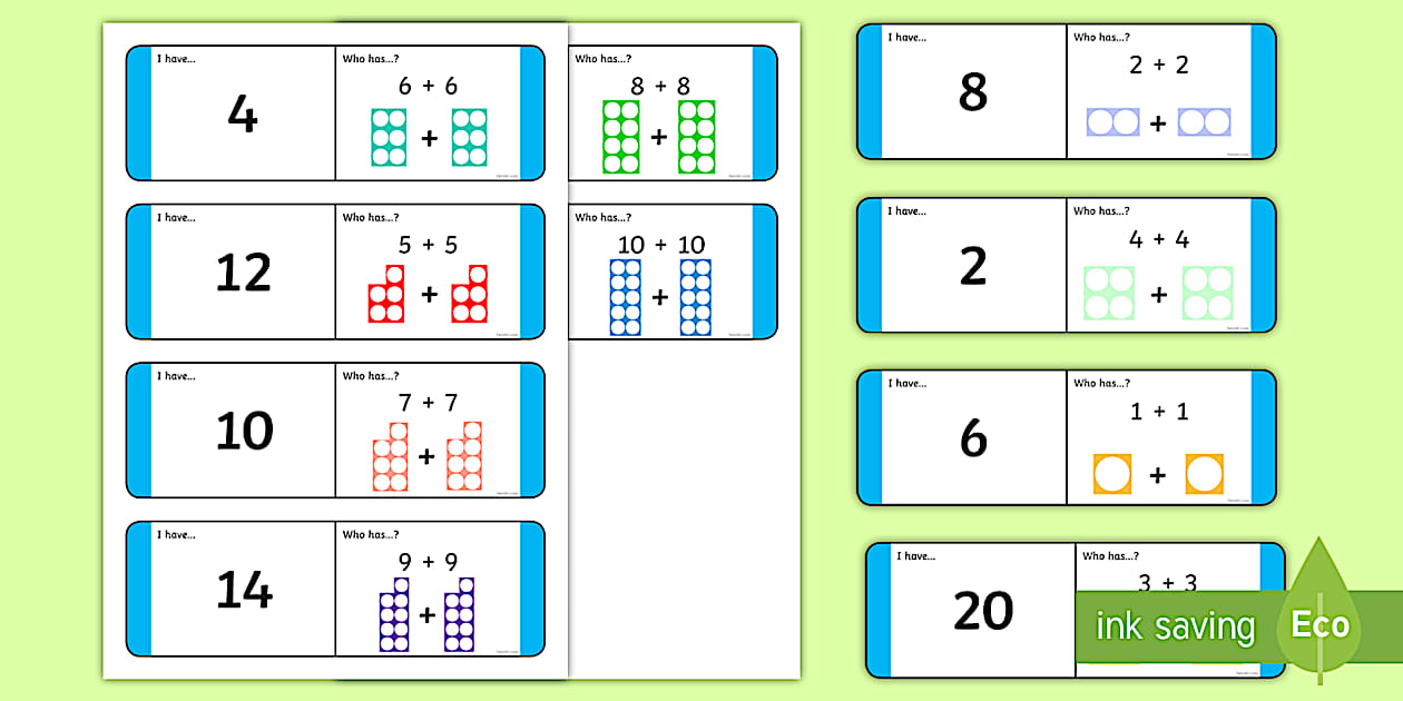 Addition Facts – Doubles Loop Cards - Maths Primary Resources