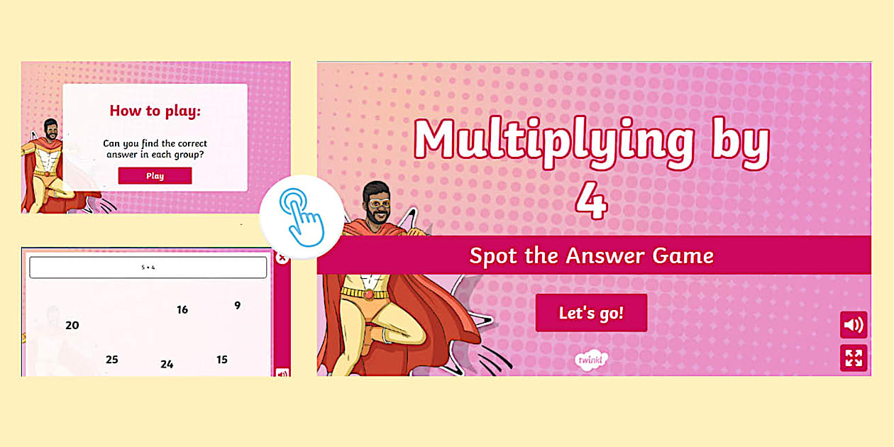 👉 Multiplying by 4 Spot the Answer Maths Game - Twinkl