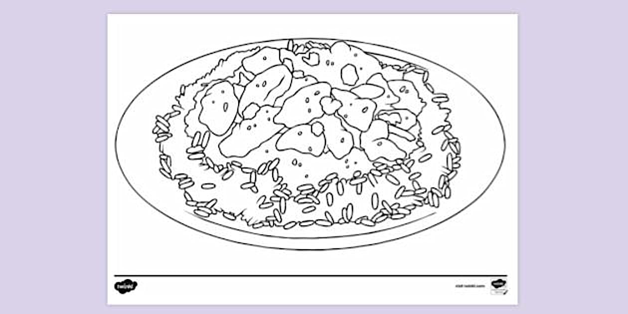 Rice Curry Sauce Colouring Sheet | Colouring Sheets - Twinkl