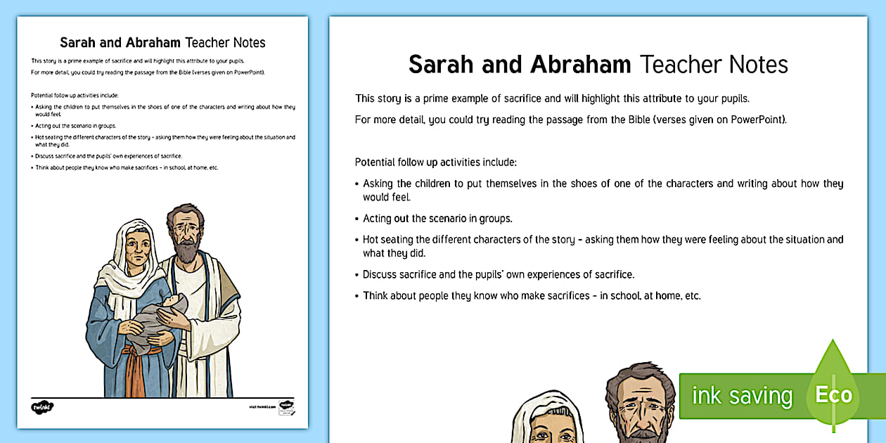 Sarah, Abraham and Ishmael Teacher Guide (teacher made)