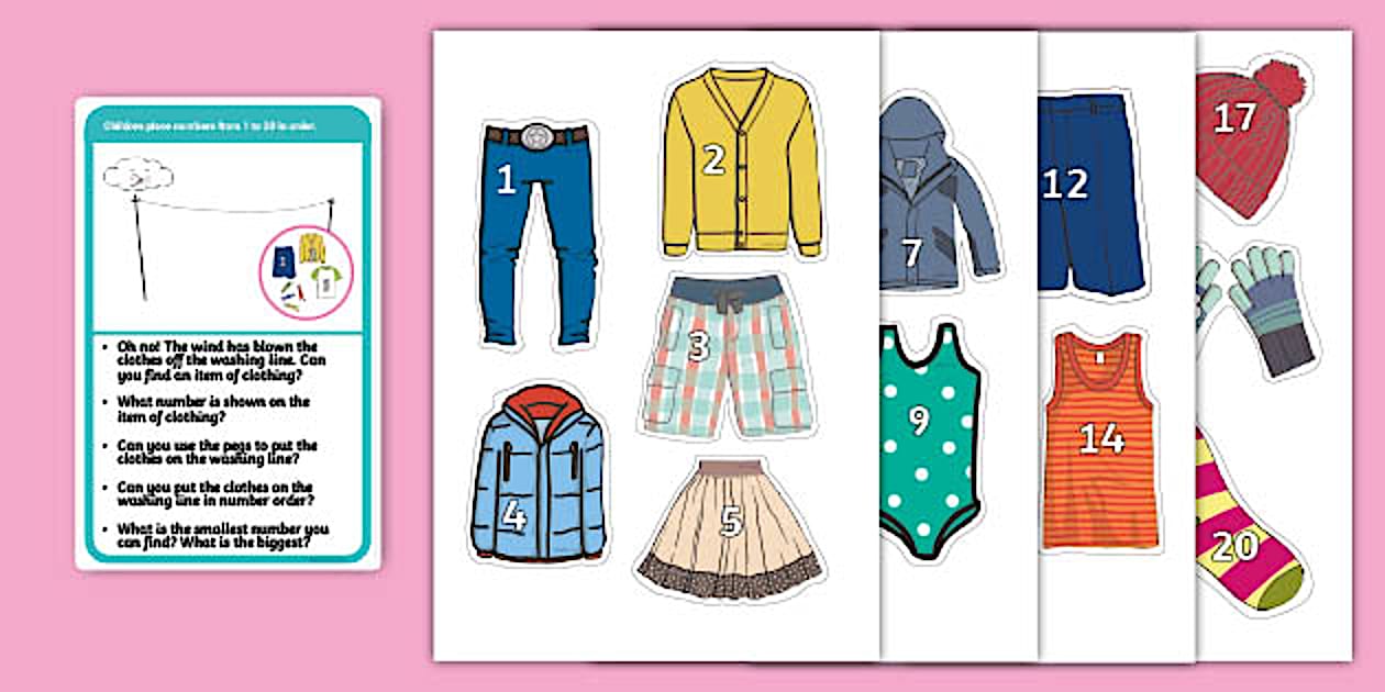 👉 EYFS Maths Ordering Numbers Challenge Windy Day Washing Line IKEA