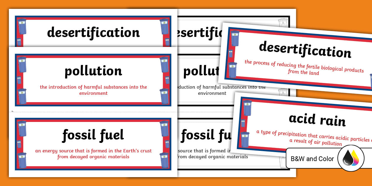 Sixth Grade Earth and Humans Word Wall Cards (teacher made)
