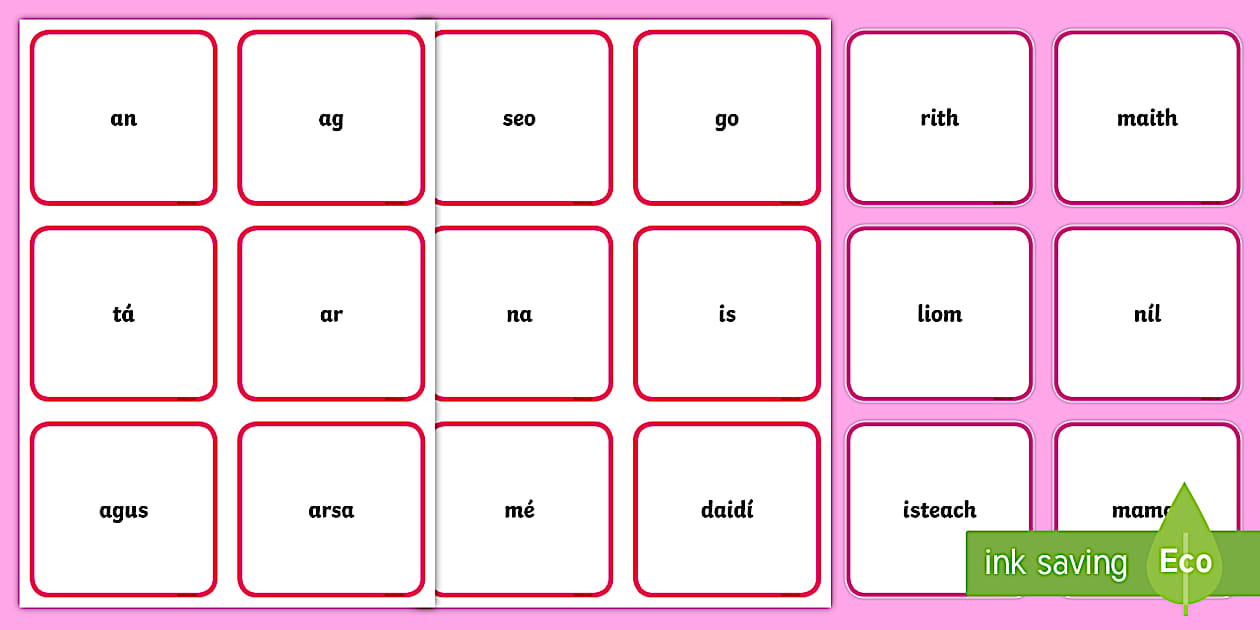High Frequency Words | Irish Flashcards (teacher made)