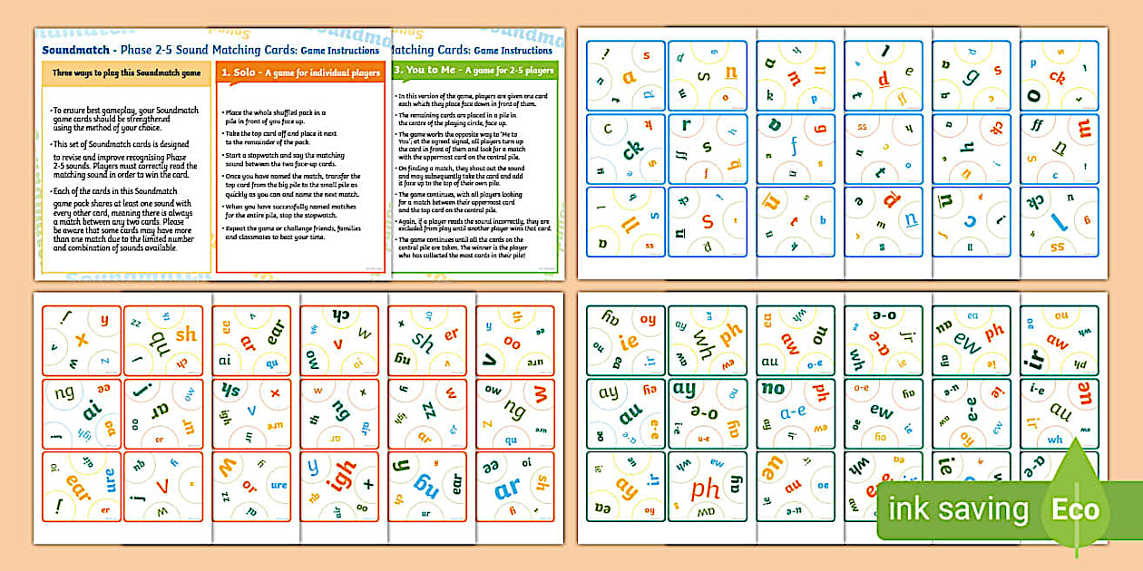 Soundmatch Phase 2 - 5 Sound Matching Card Game - Twinkl
