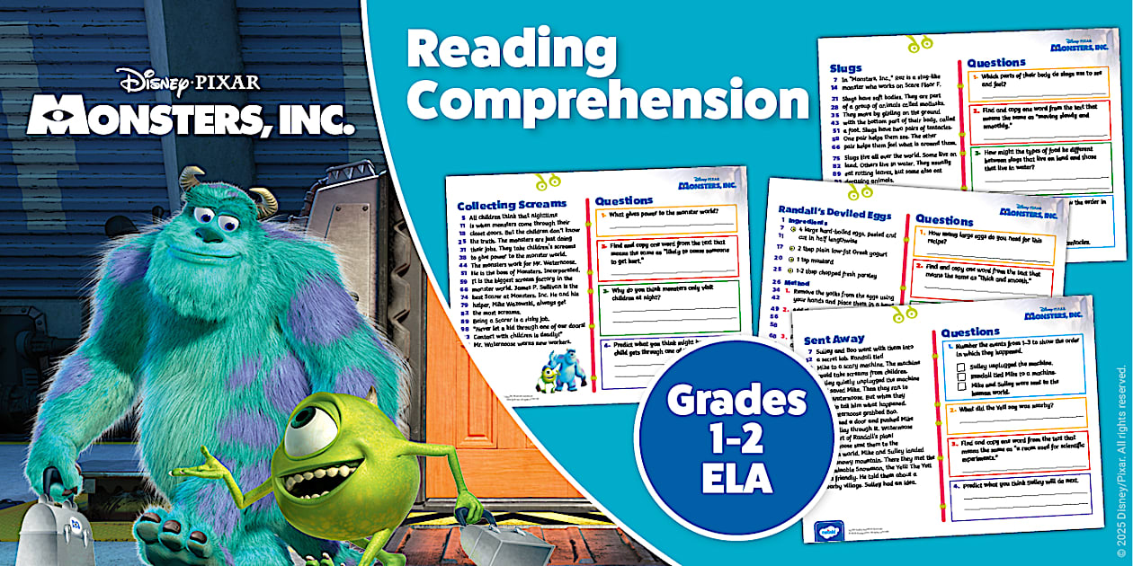 Monsters Inc.: 60-Second Reading Passages for 1st-2nd Grade