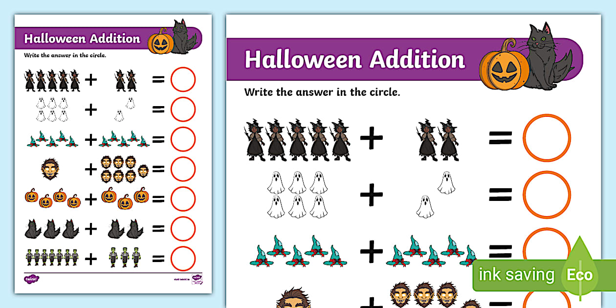 Halloween Addition Activity Sheet 0-10 (teacher made)