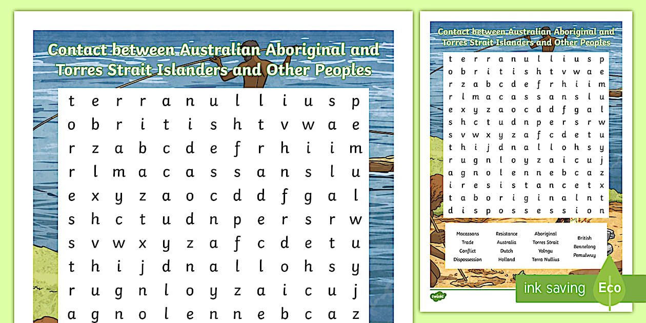 Aboriginal and Torres Strait Island Peoples Contact with Others Word Search