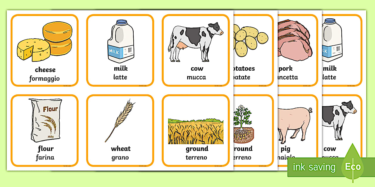 Food Origins Matching Cards English/Italian - Food Origins Matching Cards