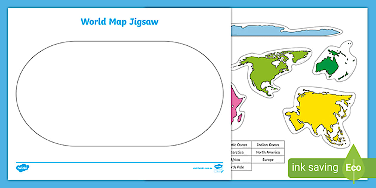 Build A World Map: Continents and Oceans Jigsaw Puzzle