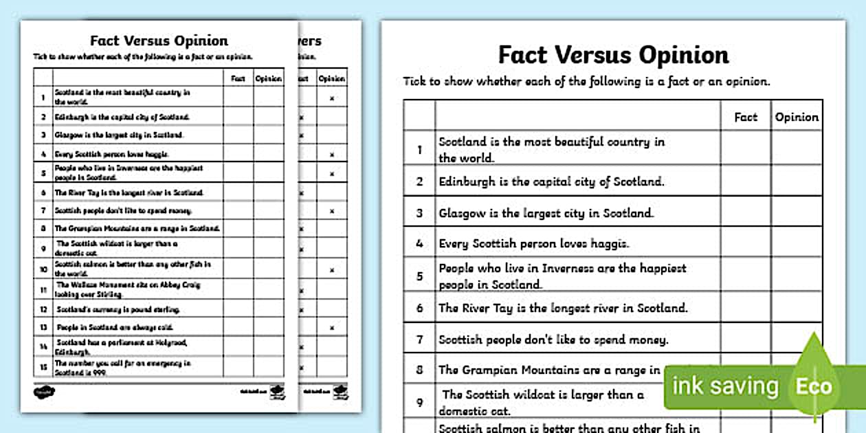 Editable Fact Versus Opinion Activity (teacher made)