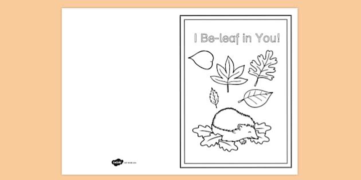 Autumn Leaves Card Colouring Activity