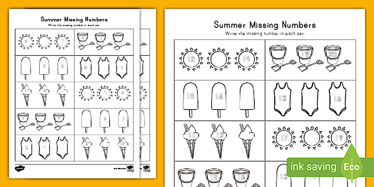 Summer Missing Numbers Activity | Math | Twinkl USA - Twinkl