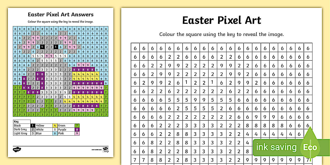 Easter Pixel Art Template (teacher made) - Twinkl