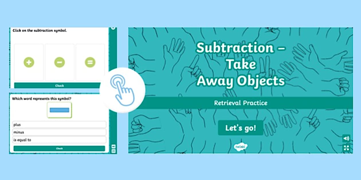👉 Retrieval Practice Subtraction Take Away Objects Maths Interactive