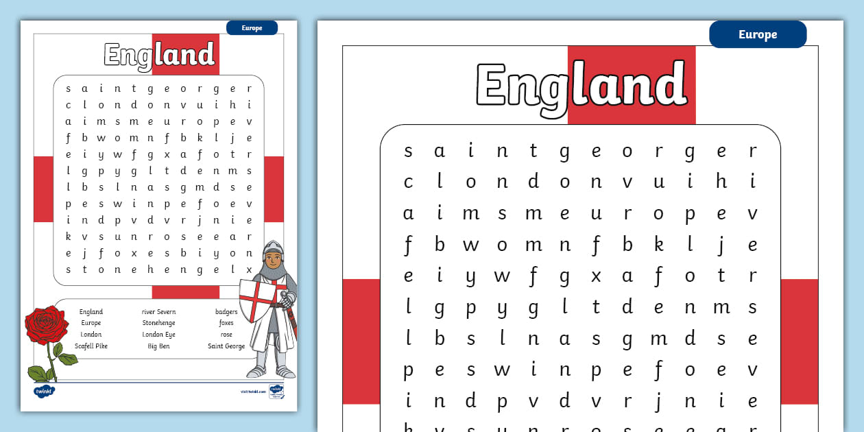 KS1 England Word Search (ティーチャーメイド)