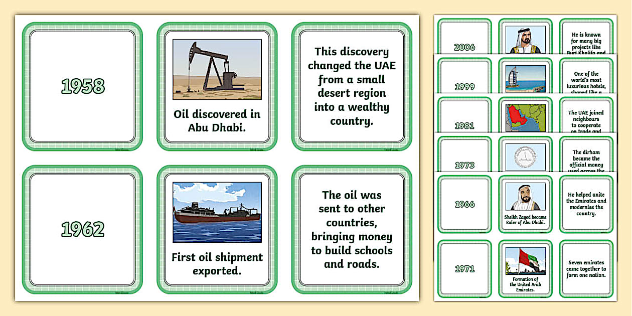UAE Timeline: Fact Matching Cards (teacher made) - Twinkl