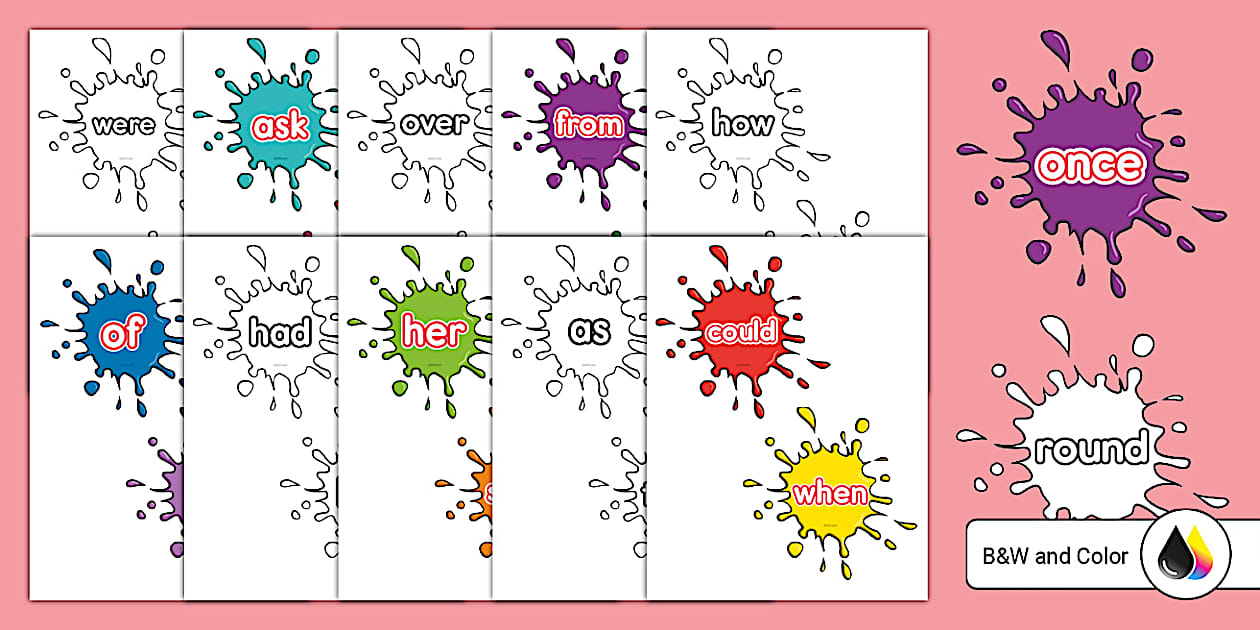First Grade Sight Words on Paint Splats (teacher made)