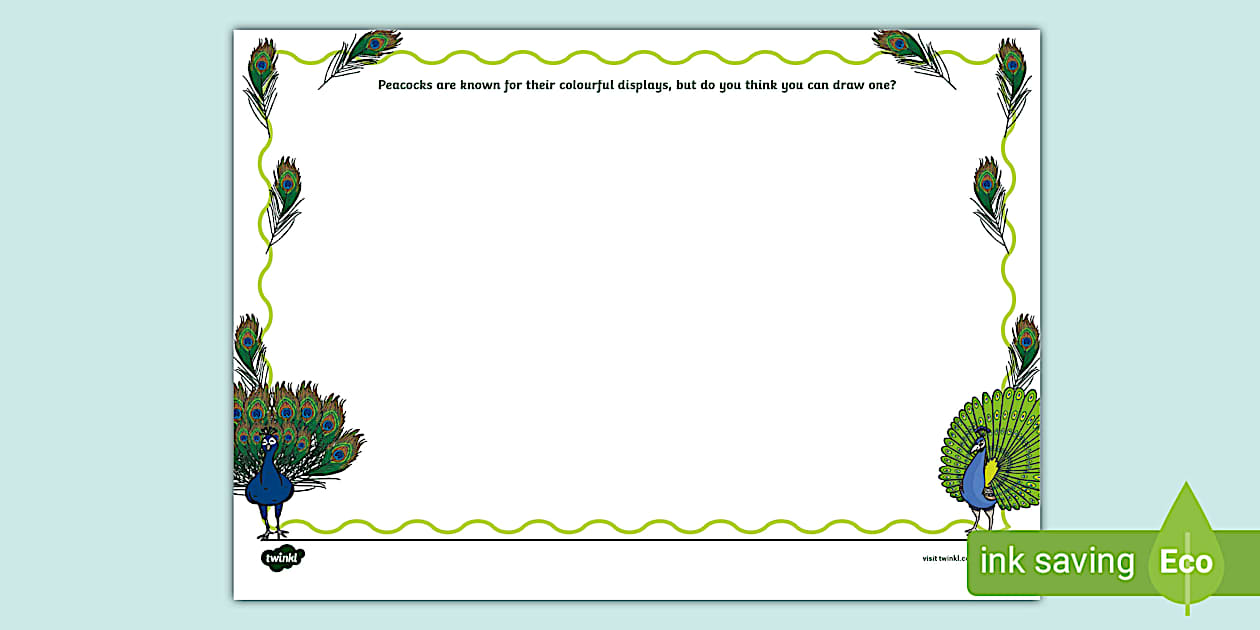 Peacock Drawing Prompt Worksheet (teacher made) - Twinkl
